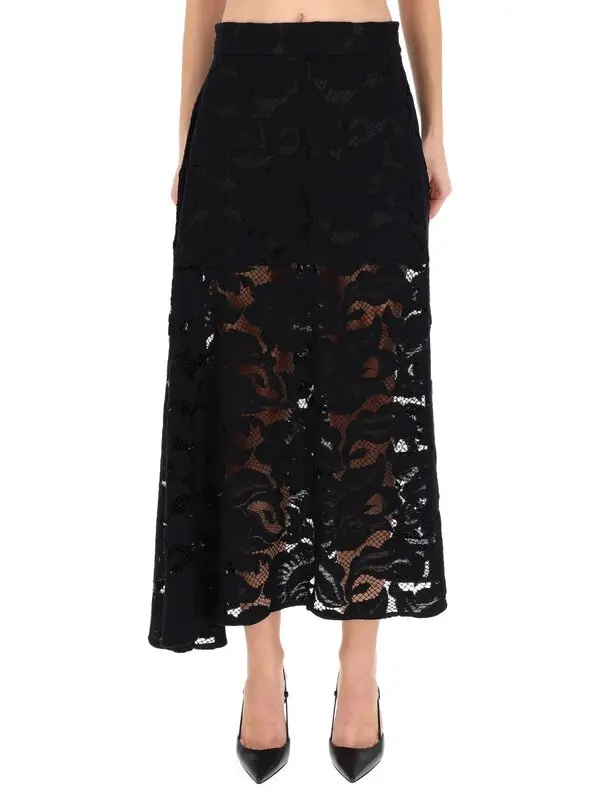 PATOU Asymmetric Midi Skirt - Black
