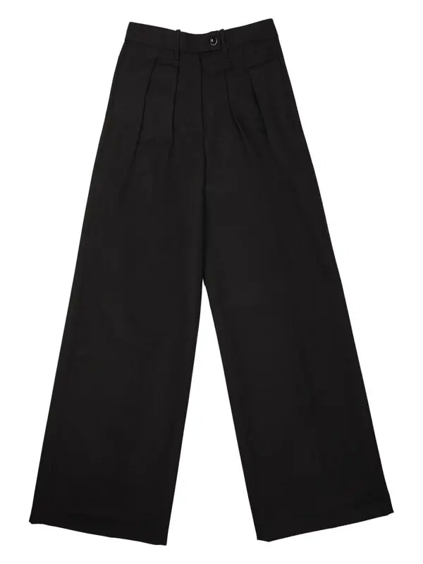 NINE:INTHE:MORNING High-waisted Wide-leg Wool Trousers - Brown
