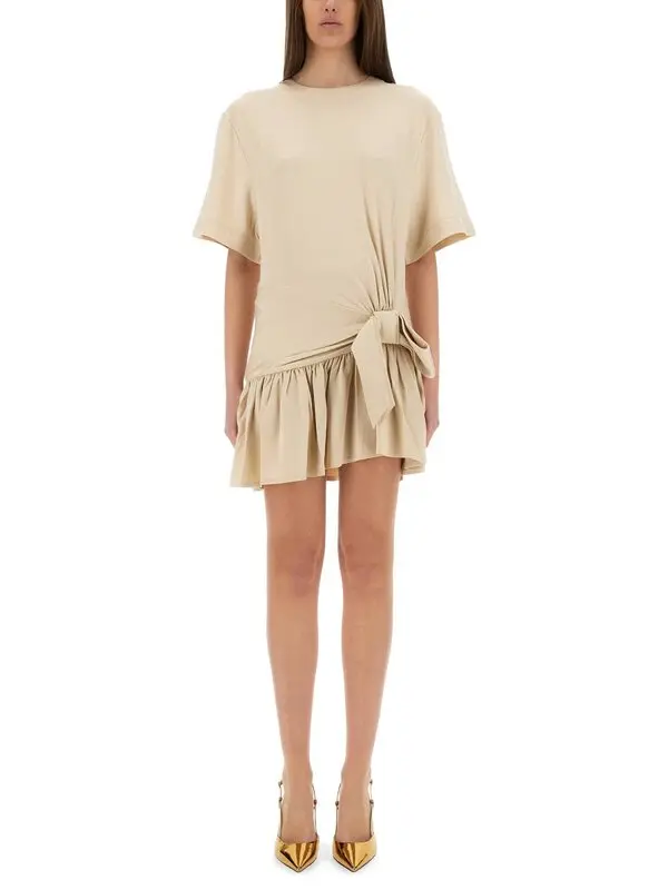 Rabanne Tie-detail Ruffle Dress - Beige
