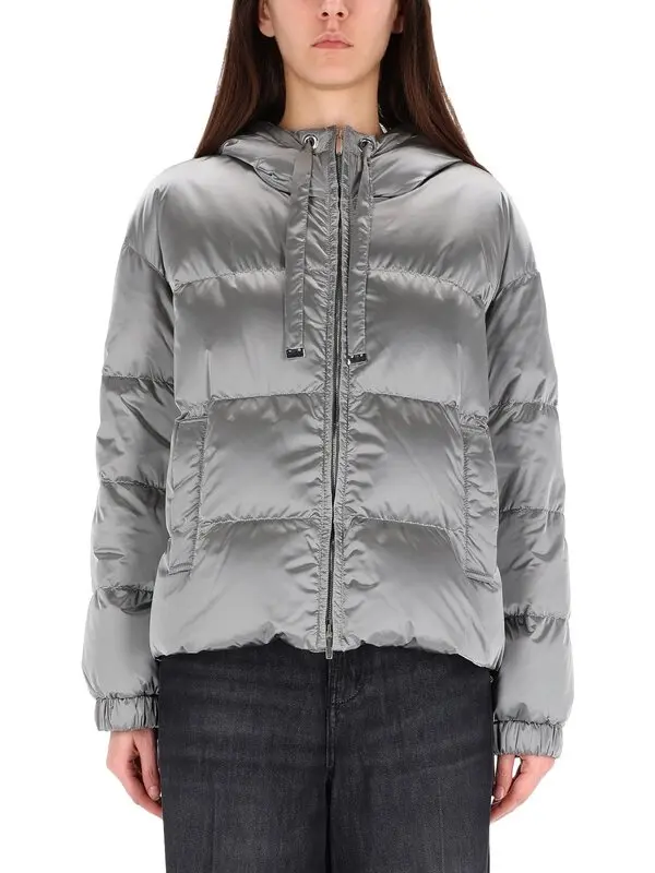 Max Mara Quilted Hooded Jacket - Silver