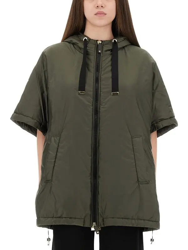 Max Mara Hooded Zip-up Short Sleeve Jacket - Green