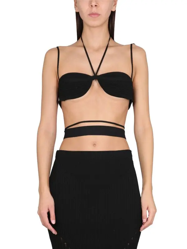 ANDREĀDAMO Lace Knit Mini Top