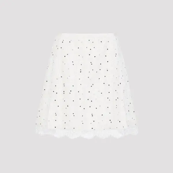 Giambattista Valli Cotton Blend Mini Skirt With Lace Trim - White