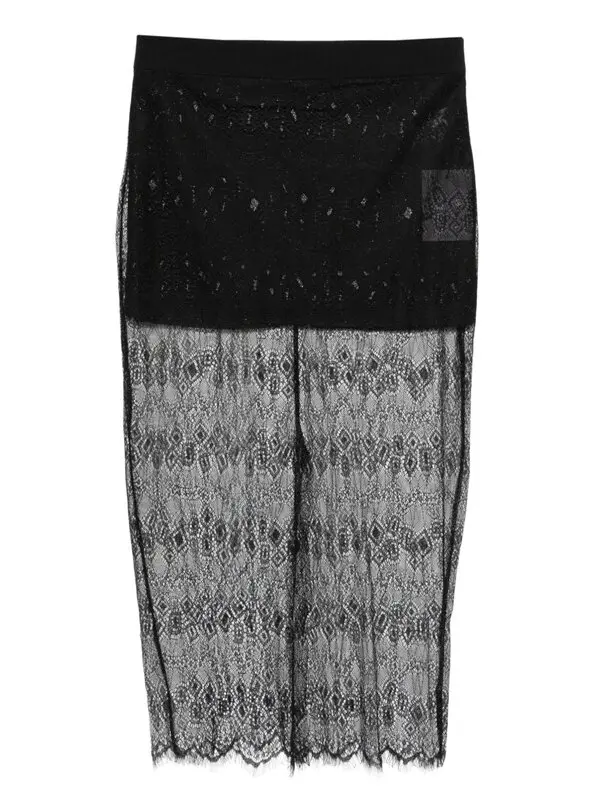 THE FRANKIE SHOP Chic Midi Skirt With Back Slit - Nero