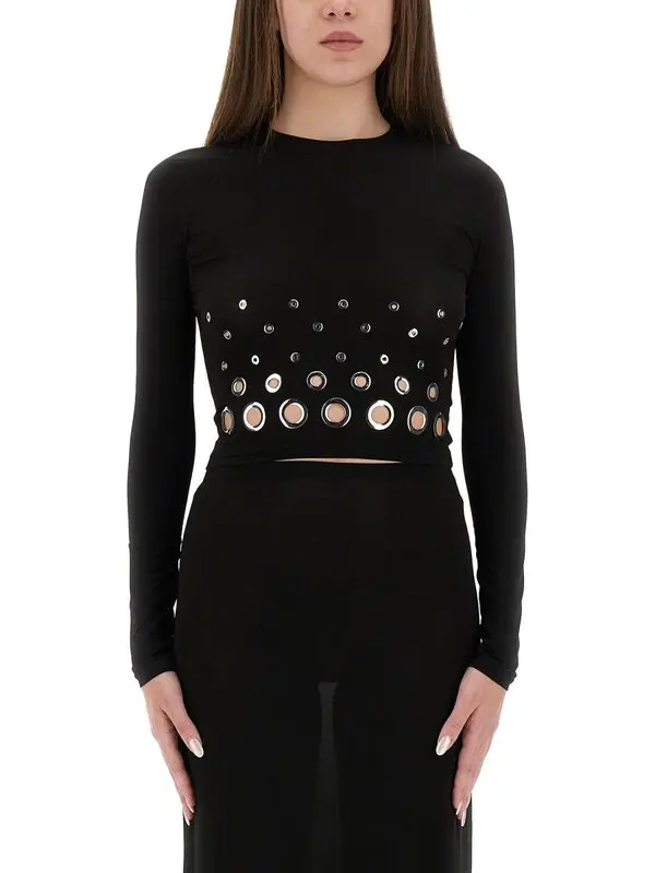 Rabanne Slim Fit Elasti-crepe Detailed Top - Black