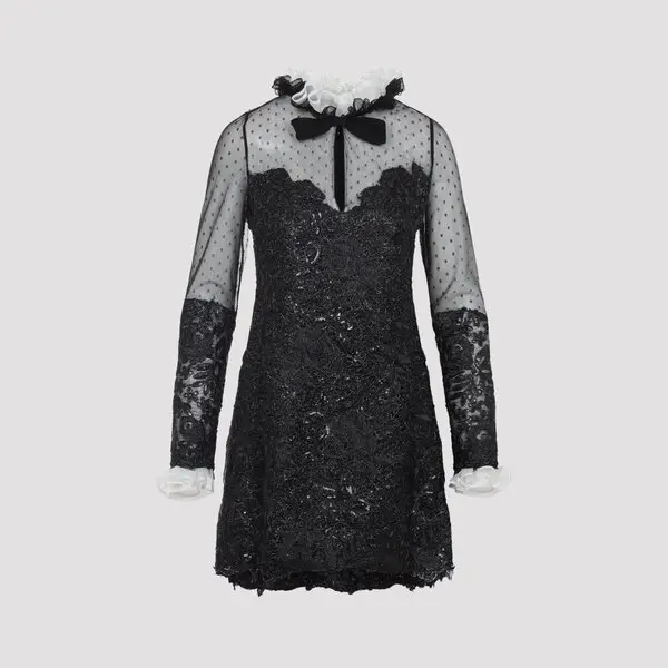 Giambattista Valli Lace And Tulle Mini Dress - Black