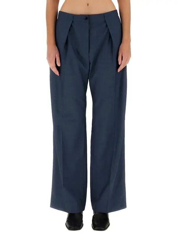 Acne Studios Wool Trousers With Button Closure - Blue