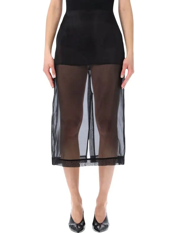 THE FRANKIE SHOP Fluid Elegance Midi Skirt With Back Slit - Black