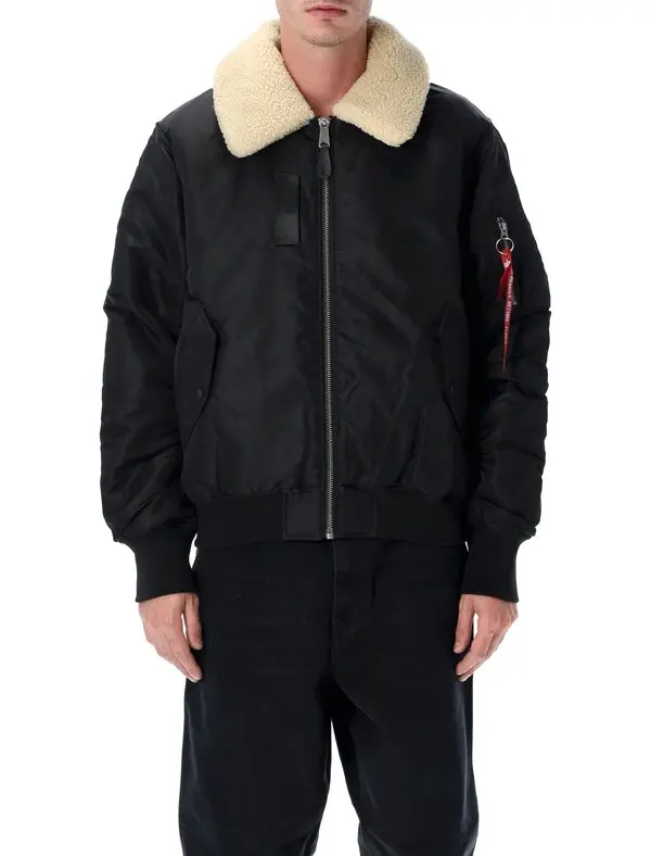 Alpha Industries B-15 Bomber Jacket With Teddy Collar - Black