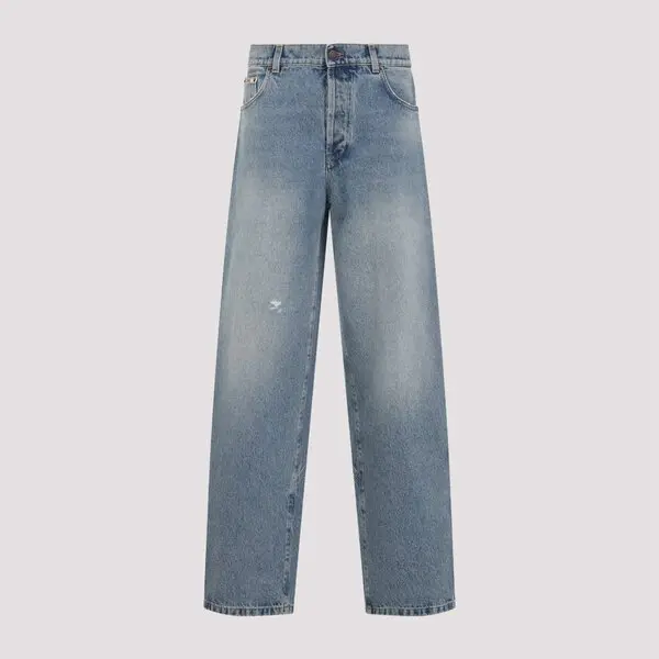 Moschino Distressed Straight-leg Jeans - Blue