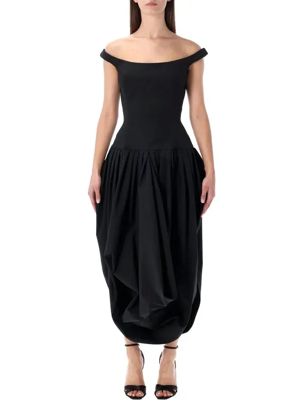 Magda Butrym Off-shoulder Gown With Draped Skirt - Black