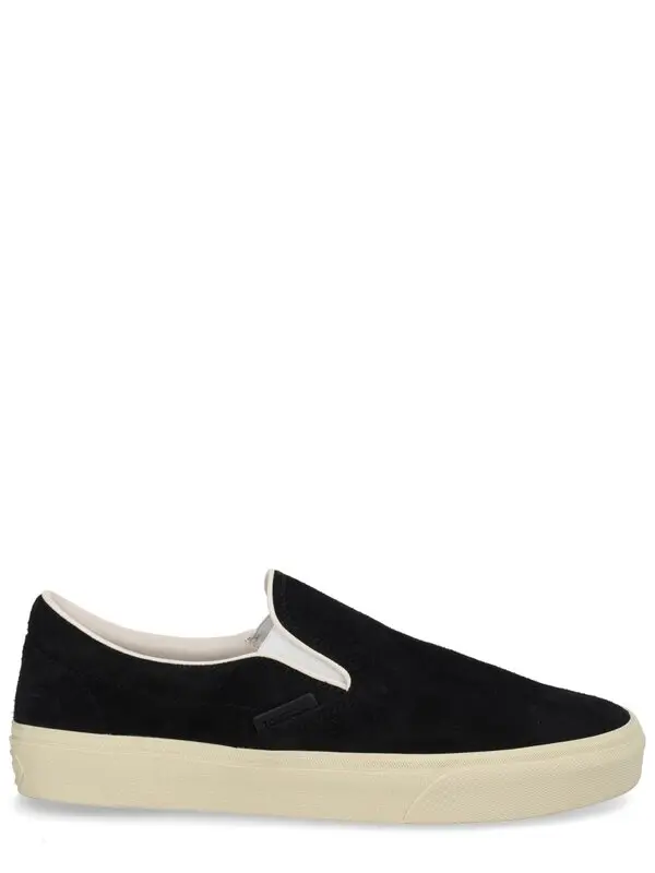 TOM FORD Leather Slip-on Sneakers - Black