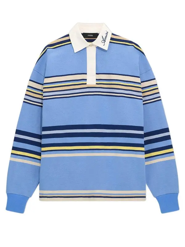 Amiri Oversized Long-sleeved Polo Shirt - Blu