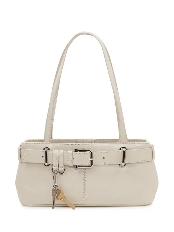 OSOI Mini Shoulder Bag With Decorative Belt - Stone Cream