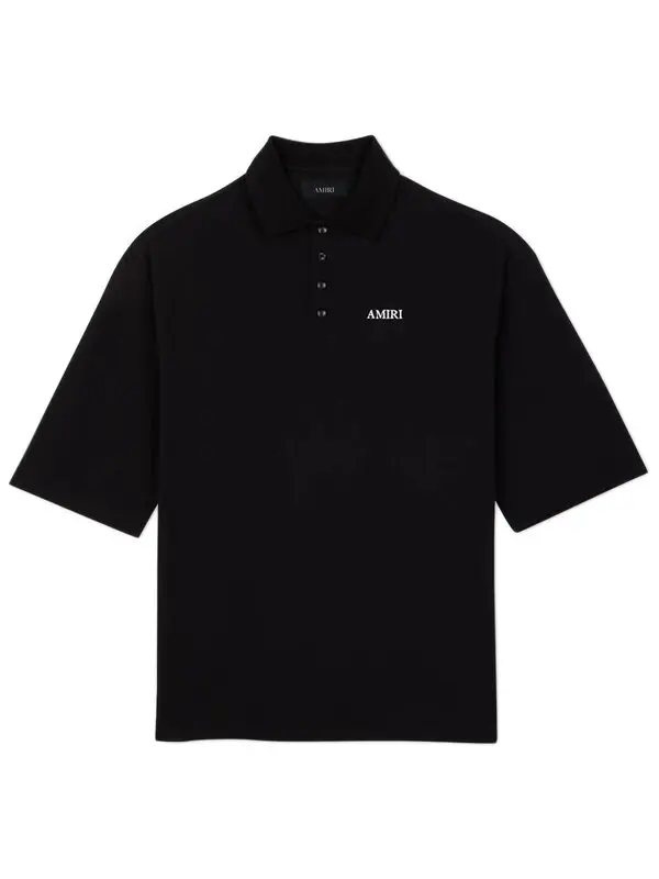 Amiri Oversized Polo Shirt With Embroidered Logo - Nero
