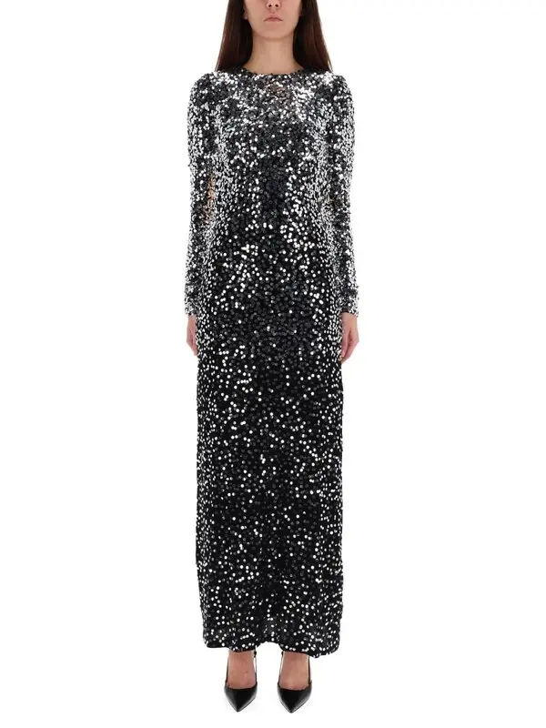 Rabanne Sequined Long Sleeve Maxi Dress