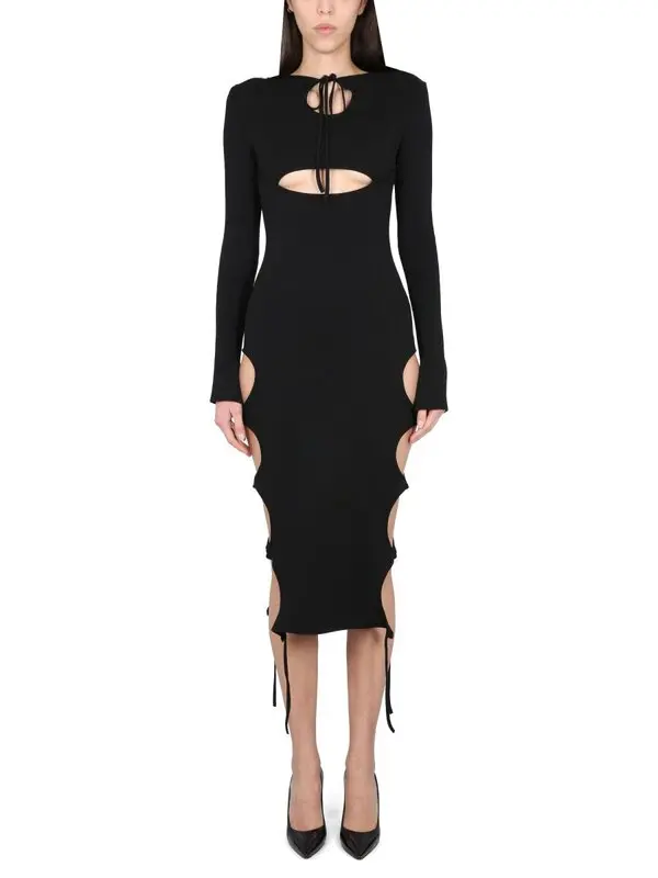 ANDREĀDAMO Cut-out Detail Knitted Midi Dress - Black