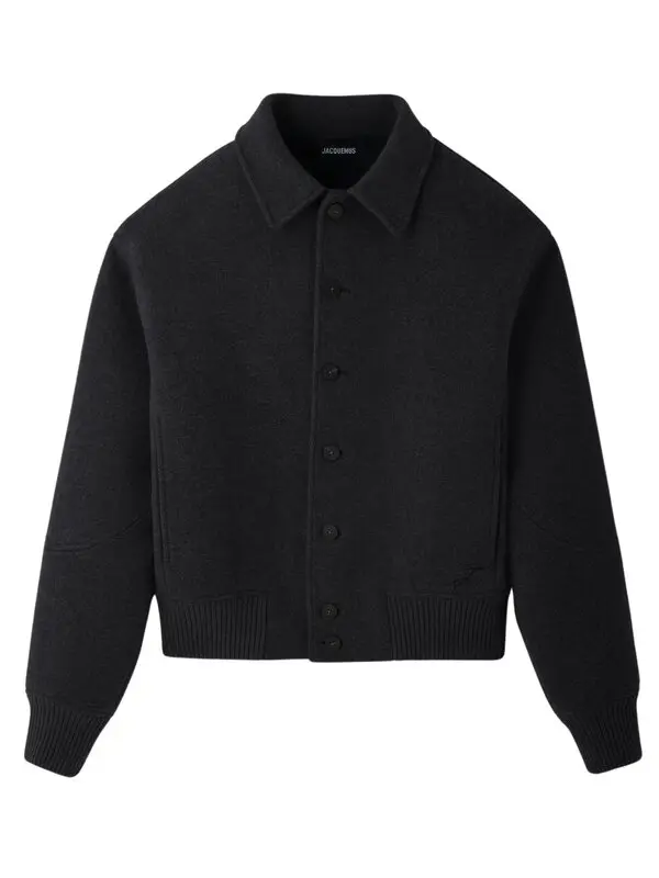 Jacquemus 100% Virgin Wool Felt Bomber Jacket - Black