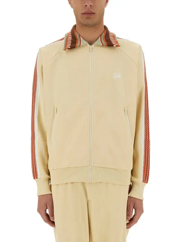 SASQUATCHFABRIX Track Jacket With Striped Collar And Sleeves - Beige