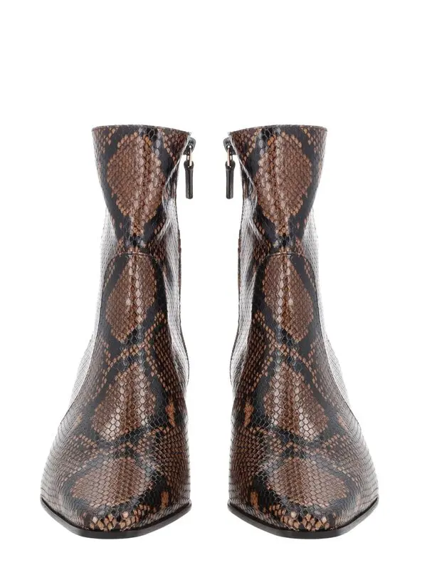 STUART WEITZMAN Snakeskin Pointed Toe Ankle Boots