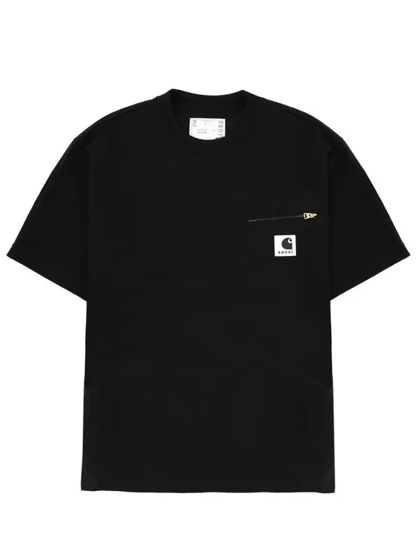 SACAI X CARHARTT WIP Appliquéd Cotton-jersey T-shirt - Black