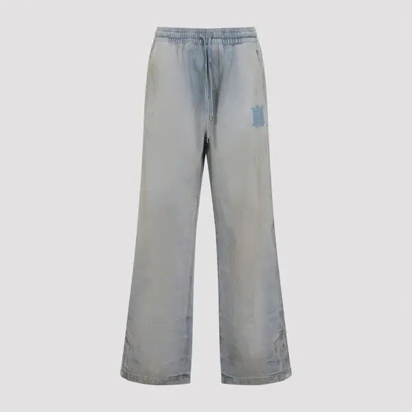 Amiri Drawstring Appliqué Wide-leg Jeans - Blue