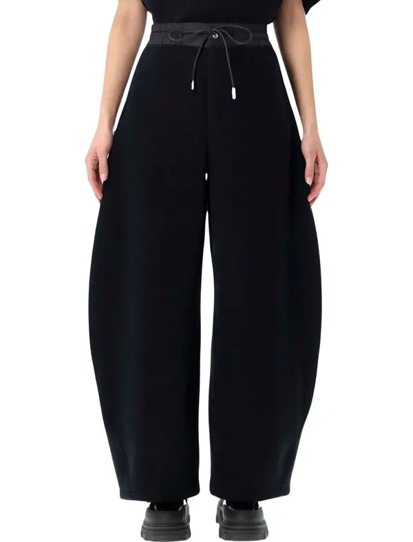 Sacai Layered Canvas And Chiffon T-shirt - Black