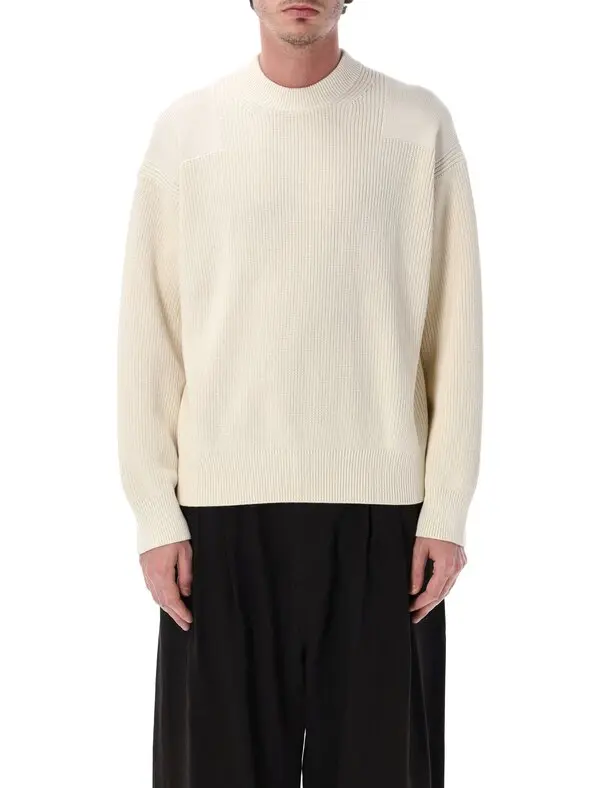 Studio Nicholson Crew Neck Ribbed Knit Sweater - Parchment