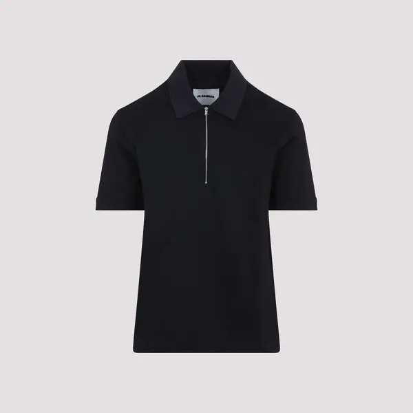 JIL SANDER Knitted Zip-up Polo Shirt - Blue