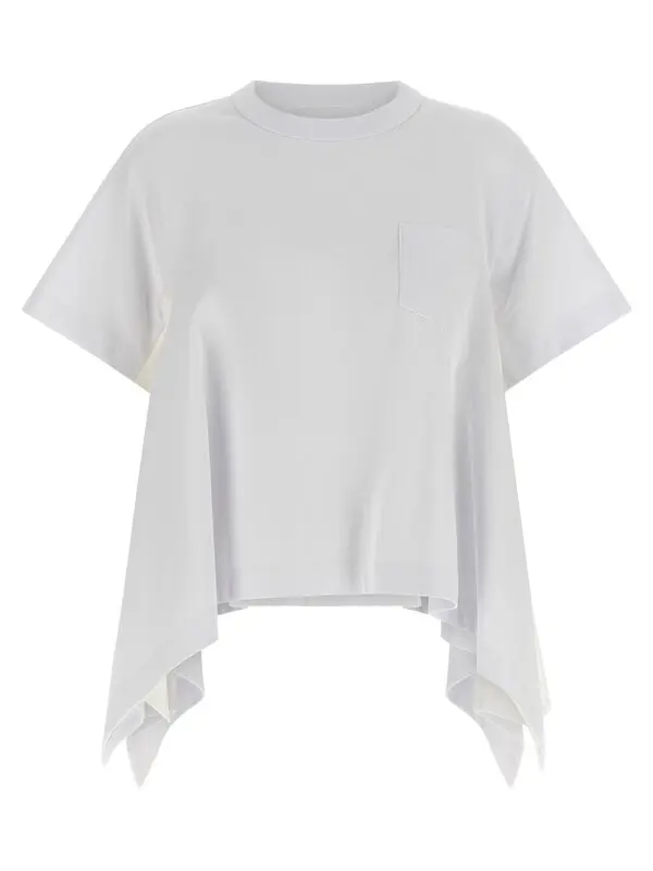Sacai Light Weight Denim X Cotton Jersey T-shirt - White