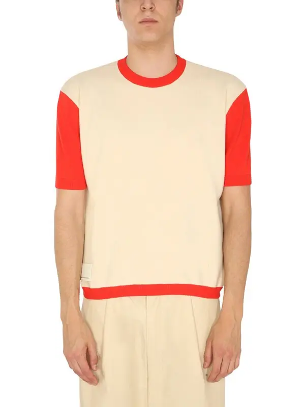 SUNNEI X ELEONORA BONUCCI Cotton Knit T-shirt With Contrasting Profiles - Multicolour