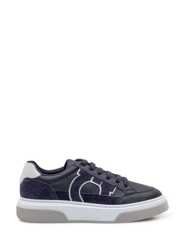FERRAGAMO Elevated Sneaker Series With Luxurious Leather Finish - Navy