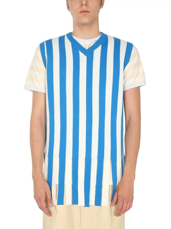 SUNNEI X ELEONORA BONUCCI Cotton Sweater With Stripe And Fringe Pattern - Multicolour