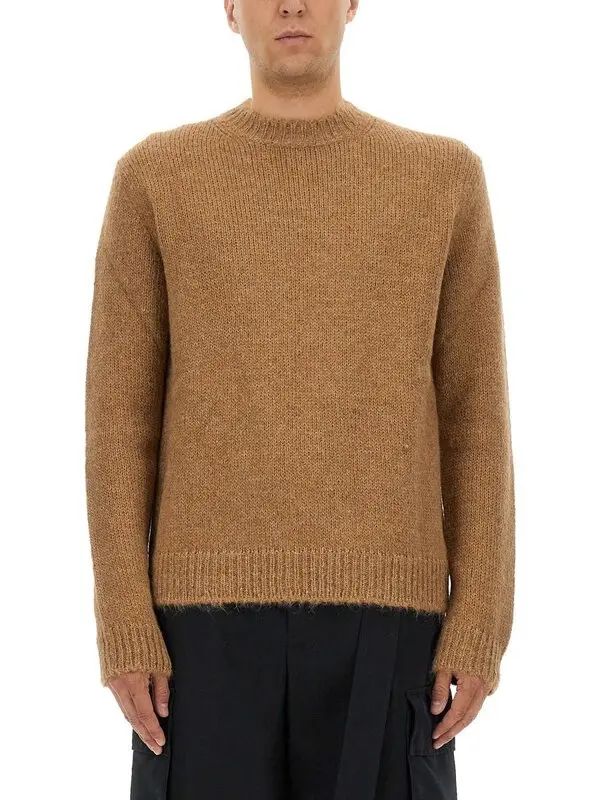 JIL SANDER Midweight Wool Blend Crewneck Sweater - Beige