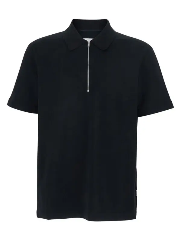 JIL SANDER Zip Short Sleeve Polo - Black