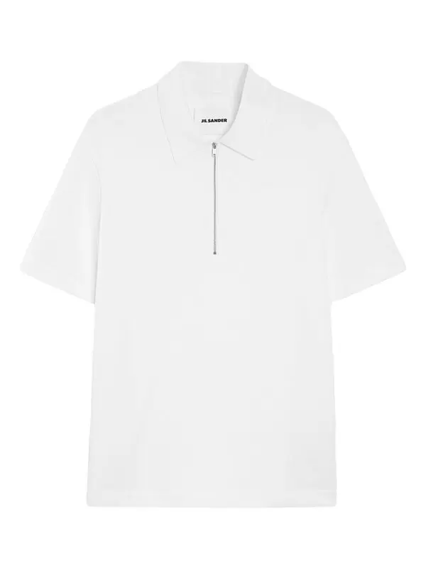 JIL SANDER Zip Short Sleeve Polo - White