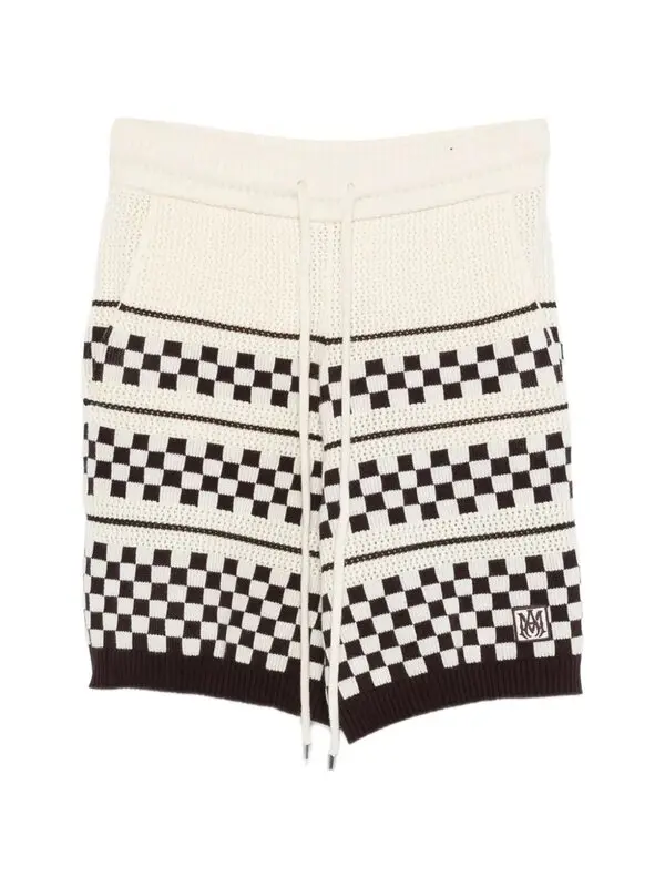 Amiri Checkered Mesh Knit Shorts - Alabaster