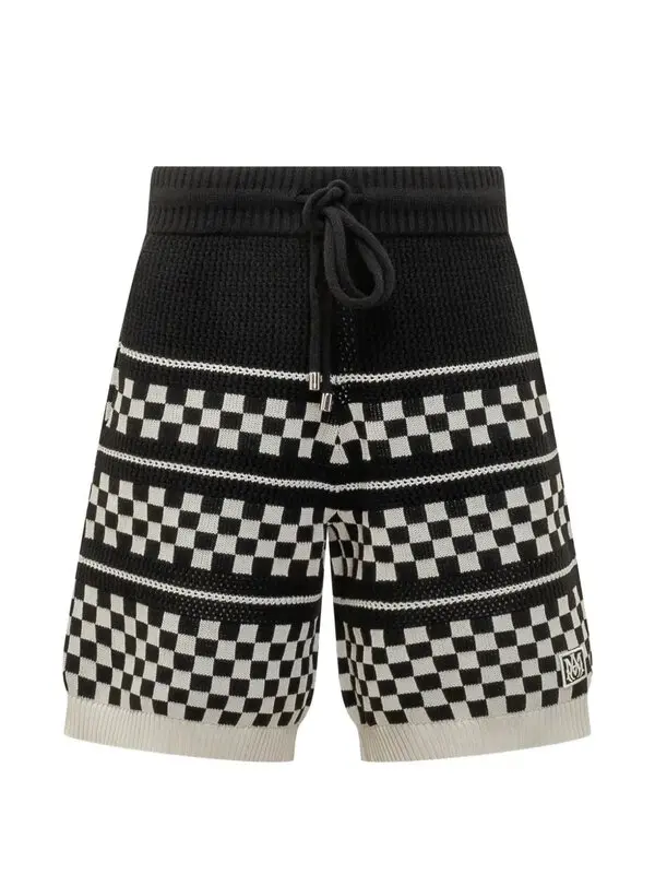 Amiri Checkered Mesh Knit Shorts - Black