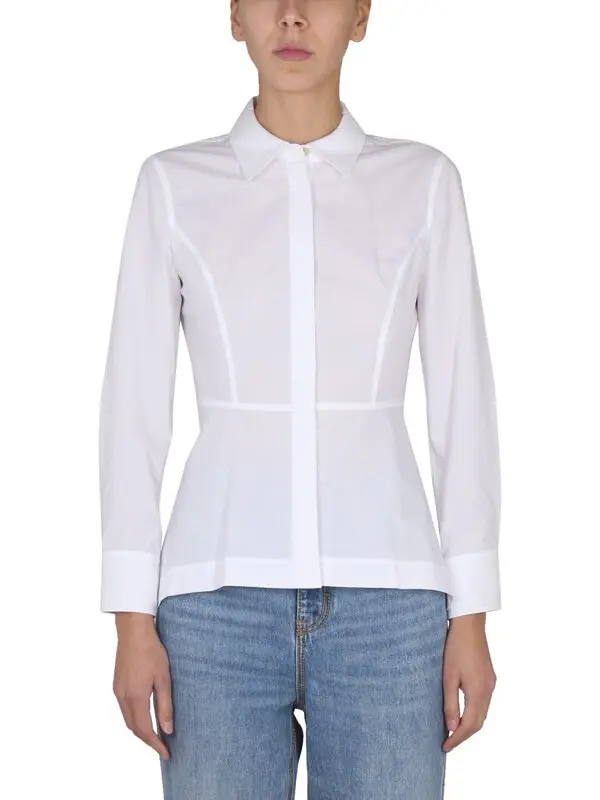 Tory Burch Peplum Cotton Poplin Shirt - White