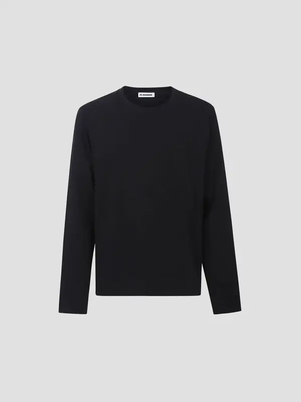 JIL SANDER Striped Long Sleeve Cotton T-shirt - Black