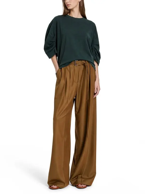 Dries Van Noten Cotton T-shirt With Gathered Sleeves