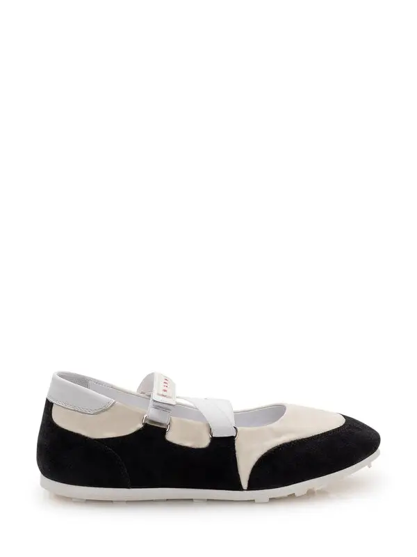 Marni Ballet Flats With Double Strap And Chic Inserts - Nero