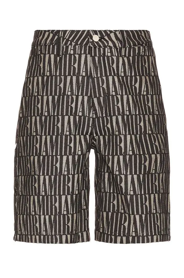 Amiri Jacquard Monogram Snap-off Mini Shorts - Black