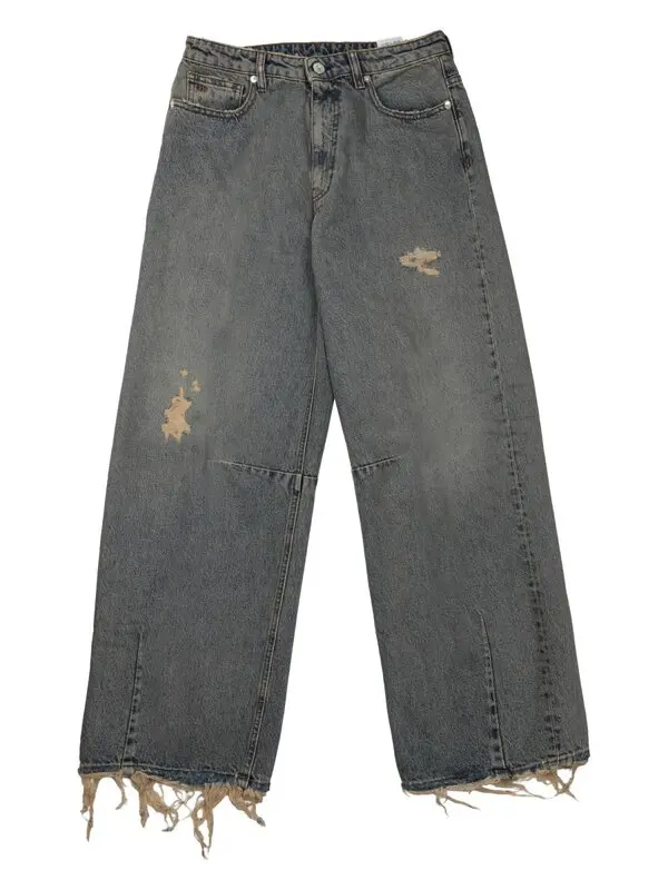 NINE:INTHE:MORNING Distressed Wide Leg Trousers - Denim
