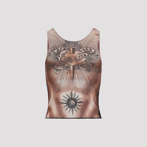 JEAN PAUL GAULTIER Tattoo Print Sleeveless Top - Multicolour
