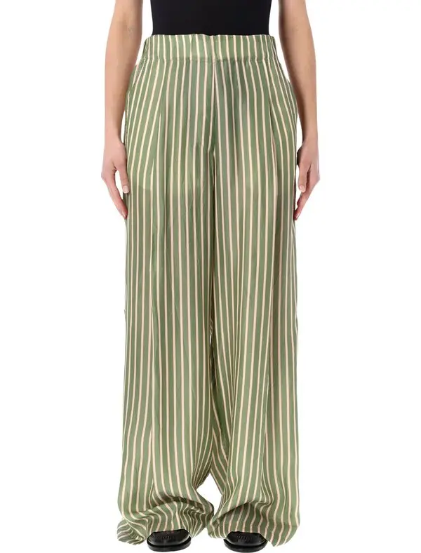 Dries Van Noten Striped Wide Leg Trousers - Green