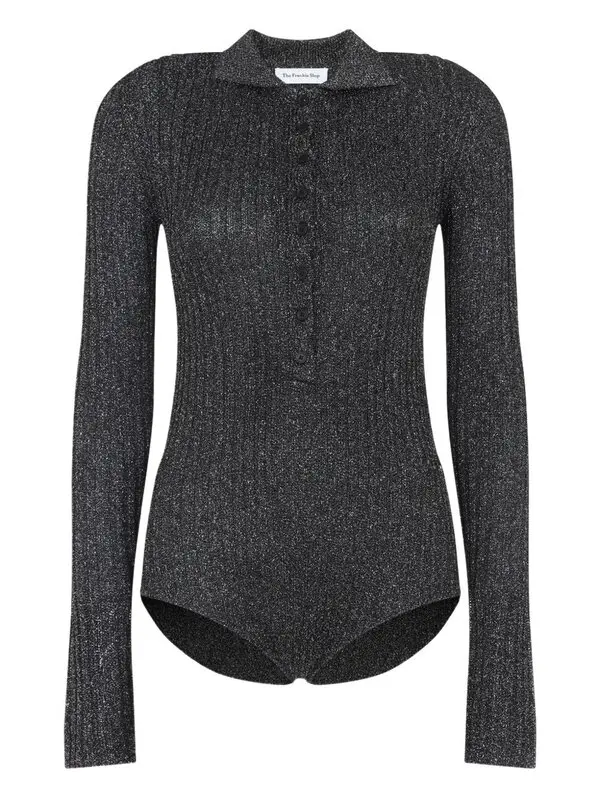 THE FRANKIE SHOP Solana Buttoned Polo Top - Black