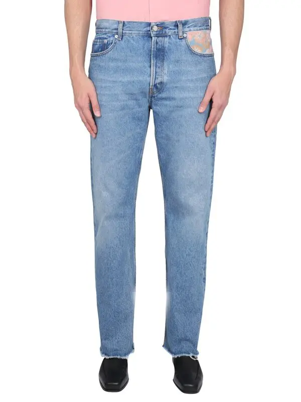 Séfr Paneled Floral Jeans - Azure