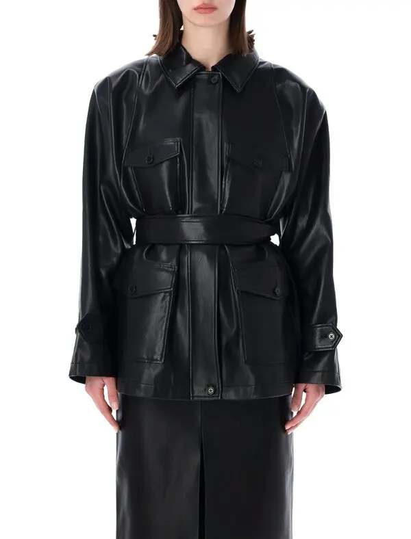 THE FRANKIE SHOP Zurich Oversized Short Trench Coat - Black