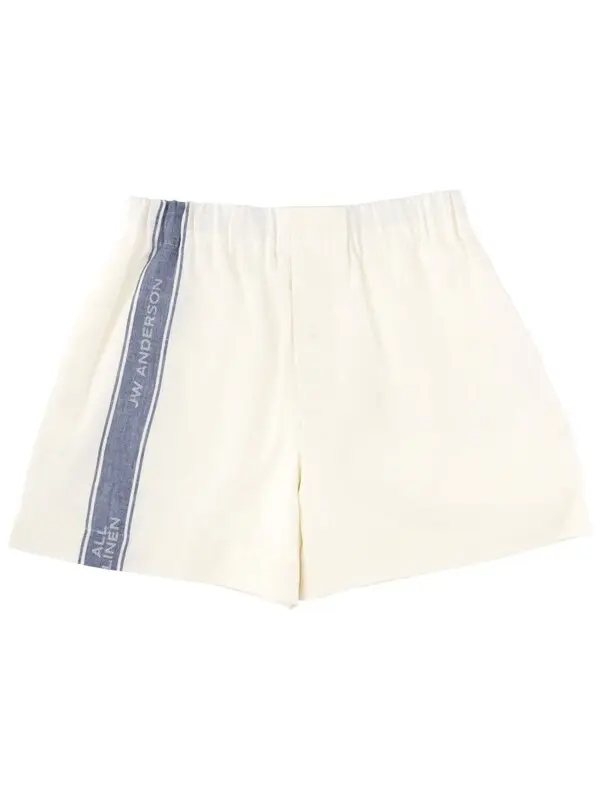 JW Anderson Linen Shorts With Side Logo Tape - White